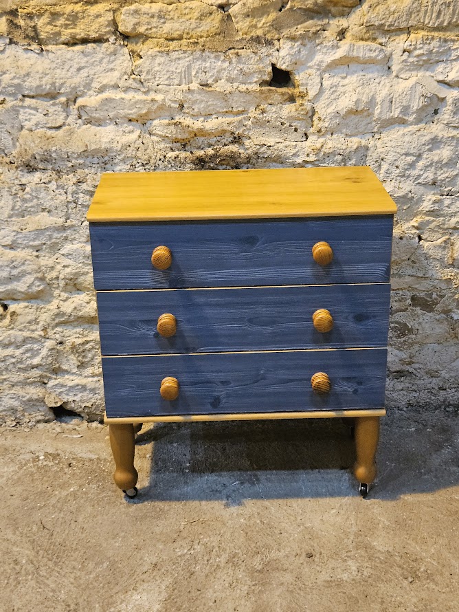 Blue chest of drawers on wheels - The Cotswold Emporium